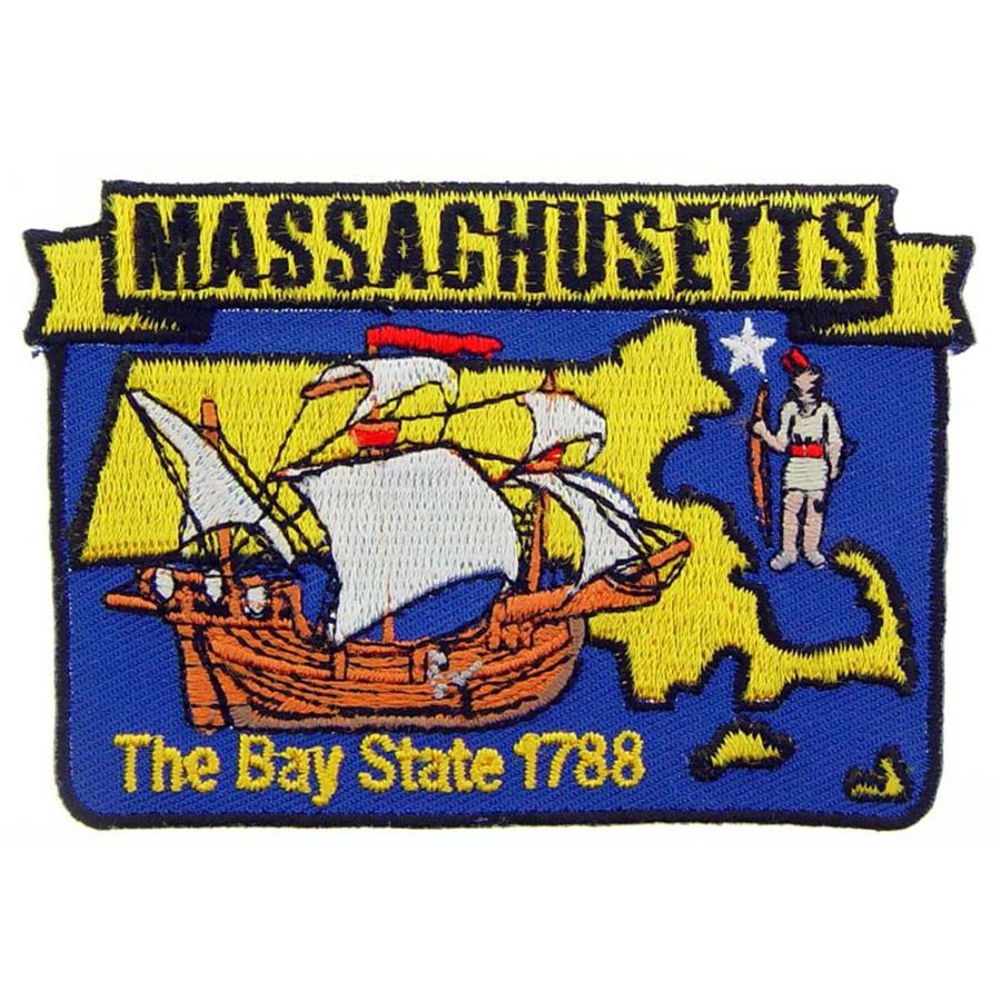 Massachusetts - State Historical Embroidered Iron-On Patch at Sticker ...