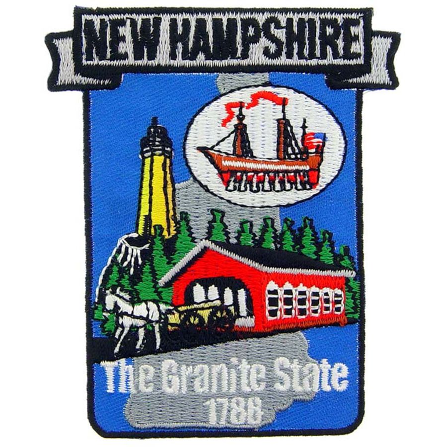 New Hampshire - State Historical Embroidered Iron-On Patch at Sticker ...