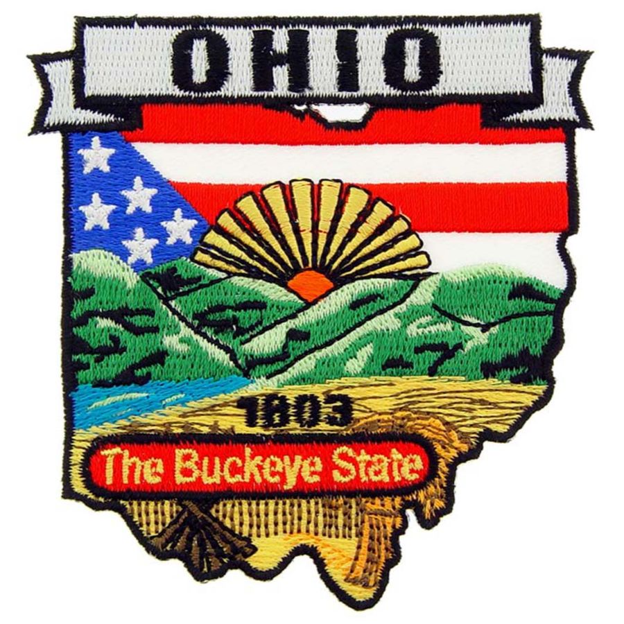 Ohio - State Historical Embroidered Iron-On Patch at Sticker Shoppe