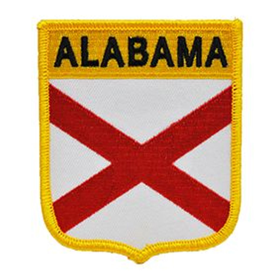 Alabama - State Flag Shield Embroidered Iron-On Patch at Sticker Shoppe