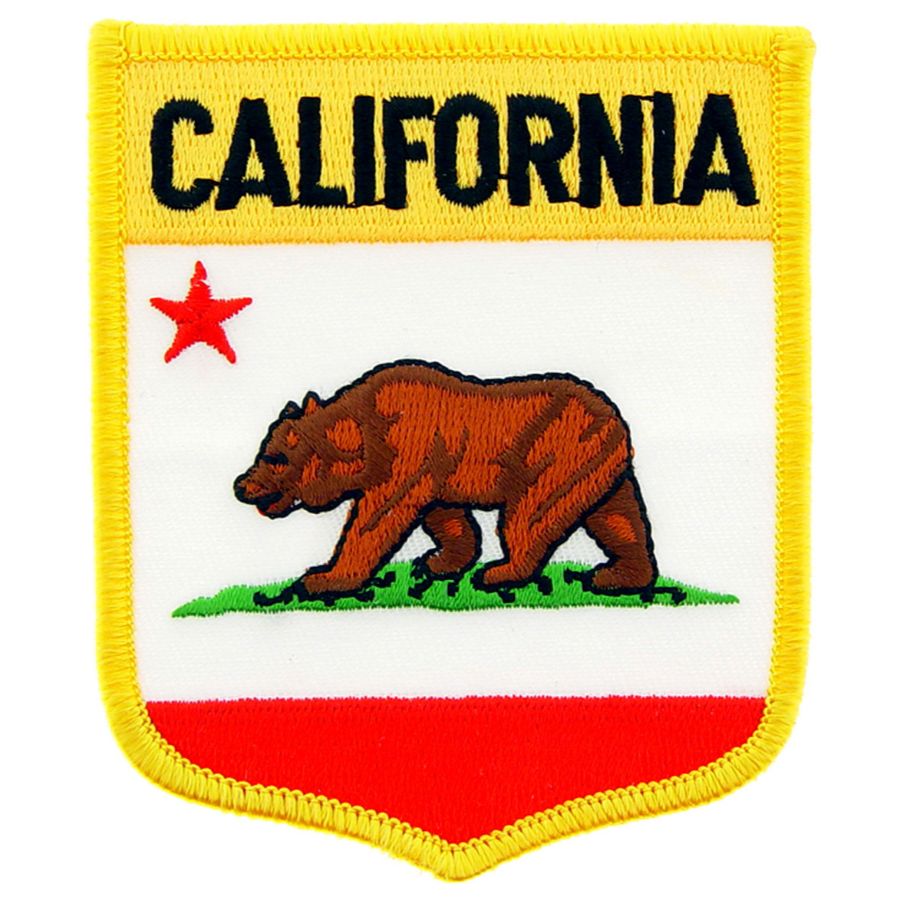 California - State Flag Shield Embroidered Iron-On Patch at Sticker Shoppe