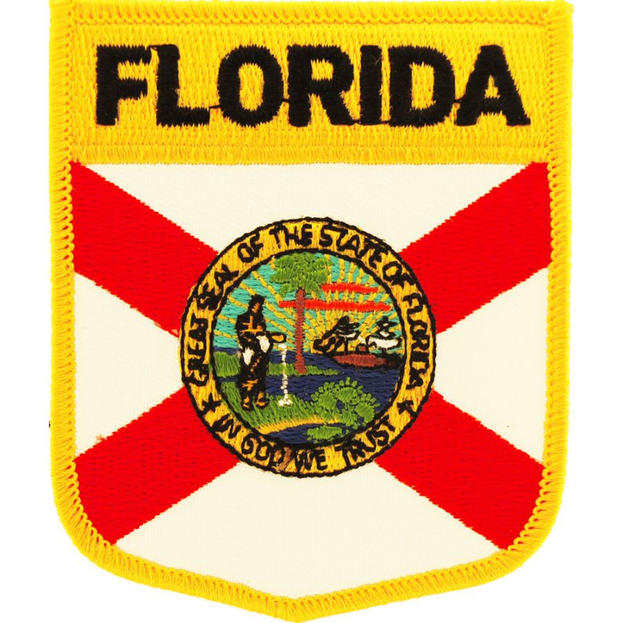Florida - State Flag Shield Embroidered Iron-On Patch at Sticker Shoppe