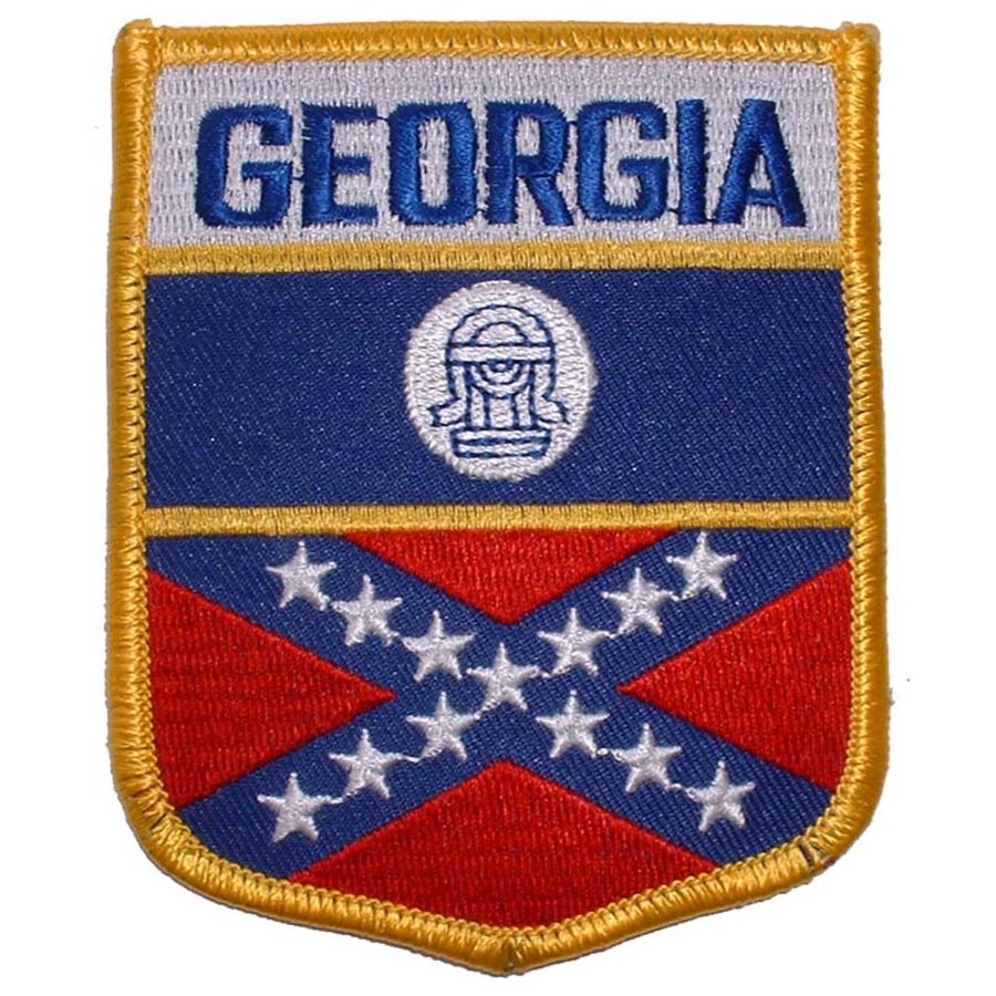Georgia - Old State Flag Shield Embroidered Iron-On Patch at Sticker Shoppe