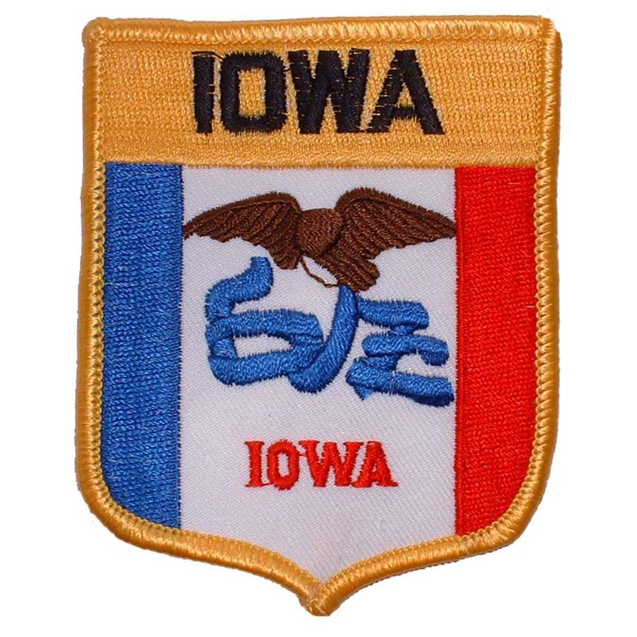 Iowa - State Flag Shield Embroidered Iron-On Patch at Sticker Shoppe