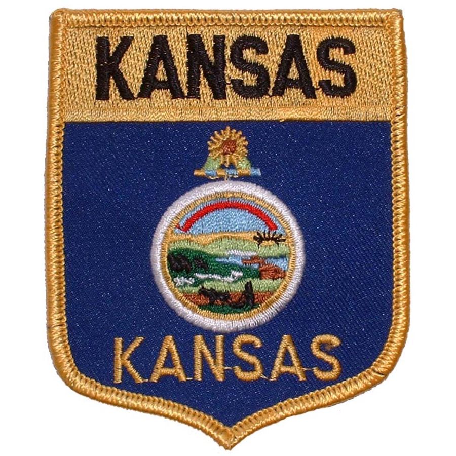 Kansas - State Flag Shield Embroidered Iron-On Patch at Sticker Shoppe