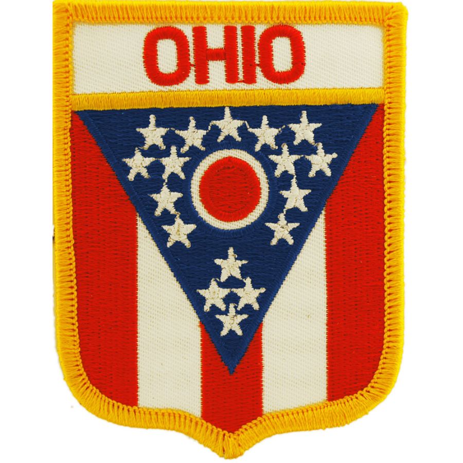 Ohio - State Flag Shield Embroidered Iron-On Patch at Sticker Shoppe