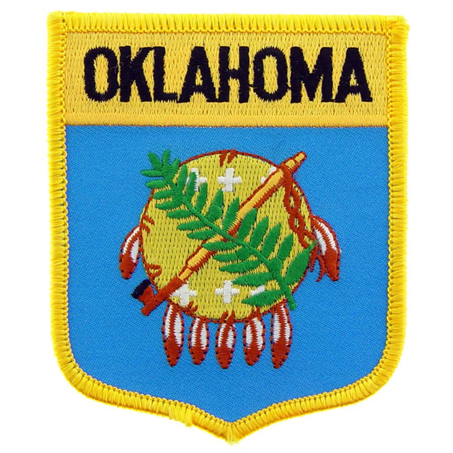 Oklahoma - State Flag Shield Embroidered Iron-On Patch at Sticker Shoppe