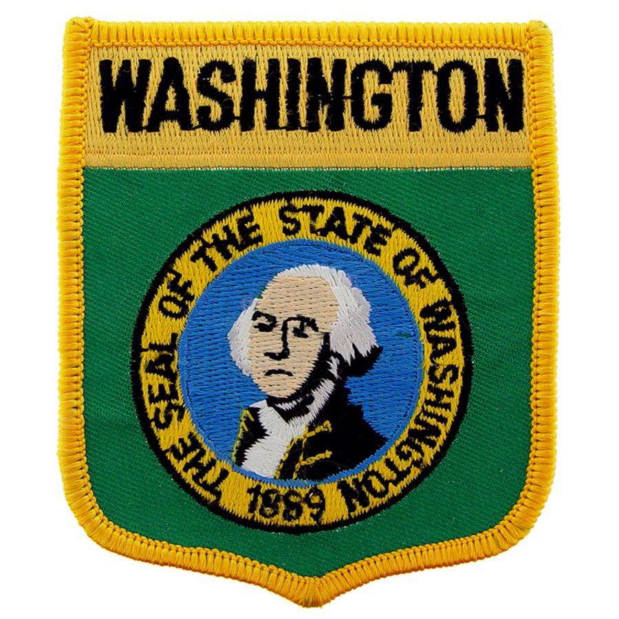 Washington - State Flag Shield Embroidered Iron-On Patch at Sticker Shoppe