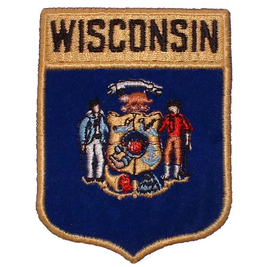 Wisconsin - State Flag Shield Embroidered Iron-On Patch at Sticker Shoppe