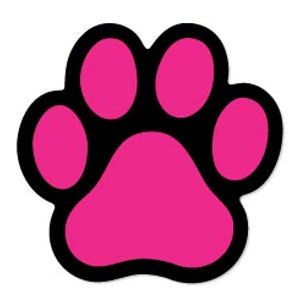 Hot Pink On Black - Mini Paw Magnet at Sticker Shoppe
