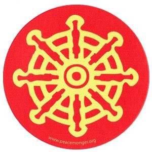 Buddhist Prayer Wheel Symbol - Round Mini Sticker at Sticker Shoppe
