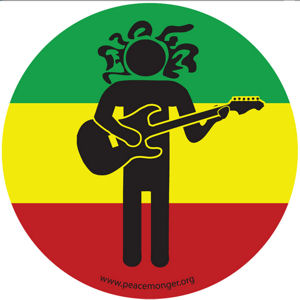 Rasta Man Guitar - Round Sticker at Sticker Shoppe