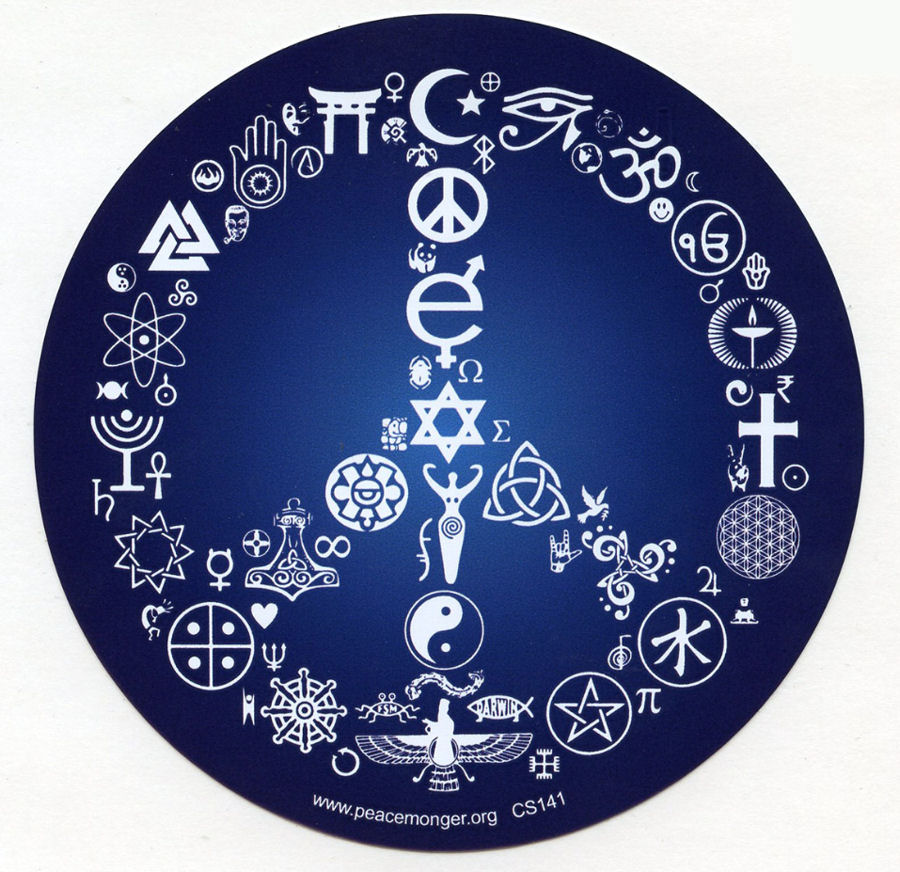 Coexist Peace Symbol Interfaith - Round Sticker at Sticker Shoppe