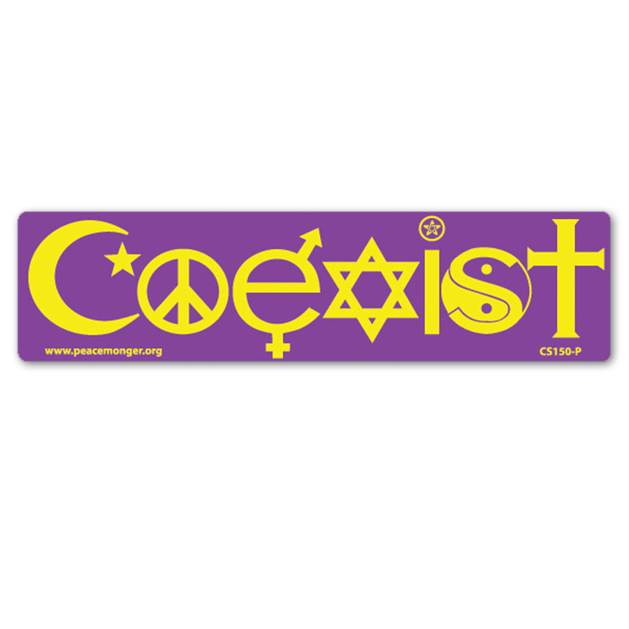 Coexist In Colors Interfaith Symbol Purple - Bumper Sticker at Sticker ...