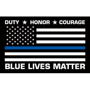 Thin Blue Line Duty Honor Courage Blue Lives Matter Flag - Sticker at ...