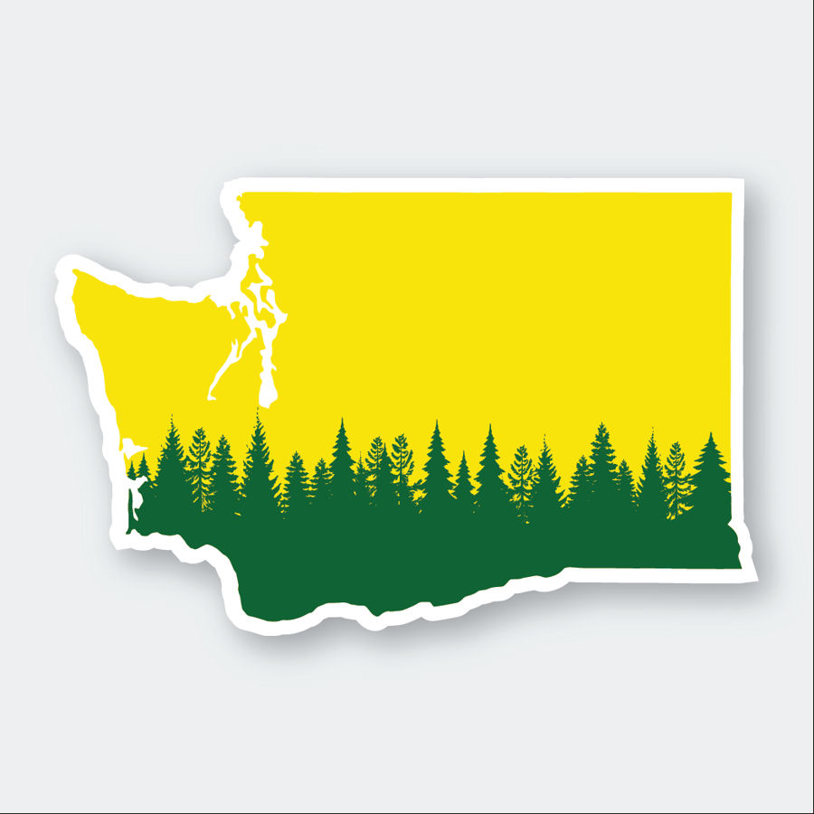 Washington State Outline & Trees - Vinyl Sticker at Sticker Shoppe