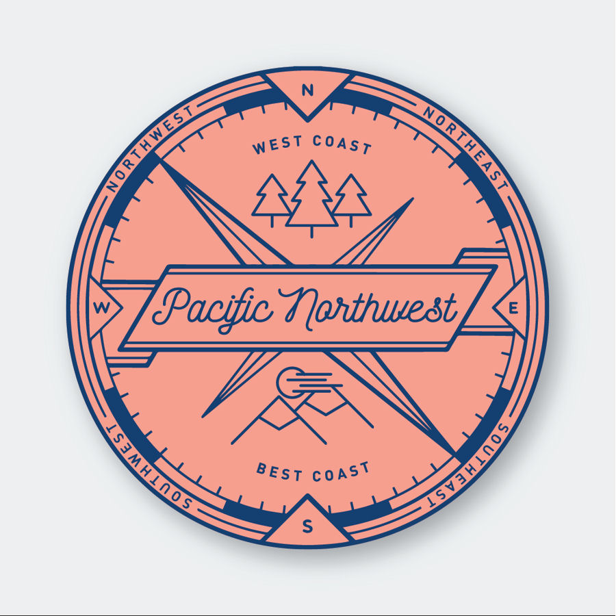 Pacific Northwest Compass West Coast Best Coast - Vinyl Sticker at ...