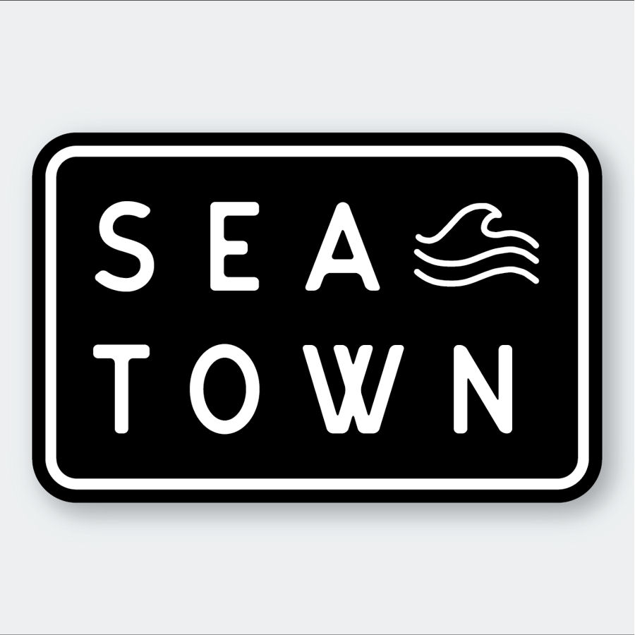 Sea Town Black & White - Vinyl Sticker at Sticker Shoppe