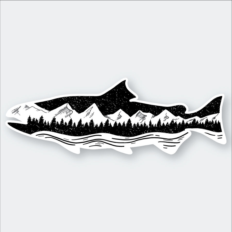 Salmon Fish Outline - Vinyl Sticker at Sticker Shoppe
