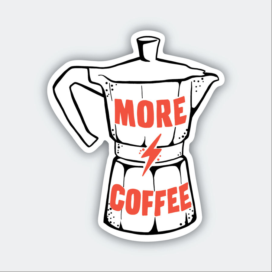 More Coffee Lightning Bolt Pot - Vinyl Sticker at Sticker Shoppe