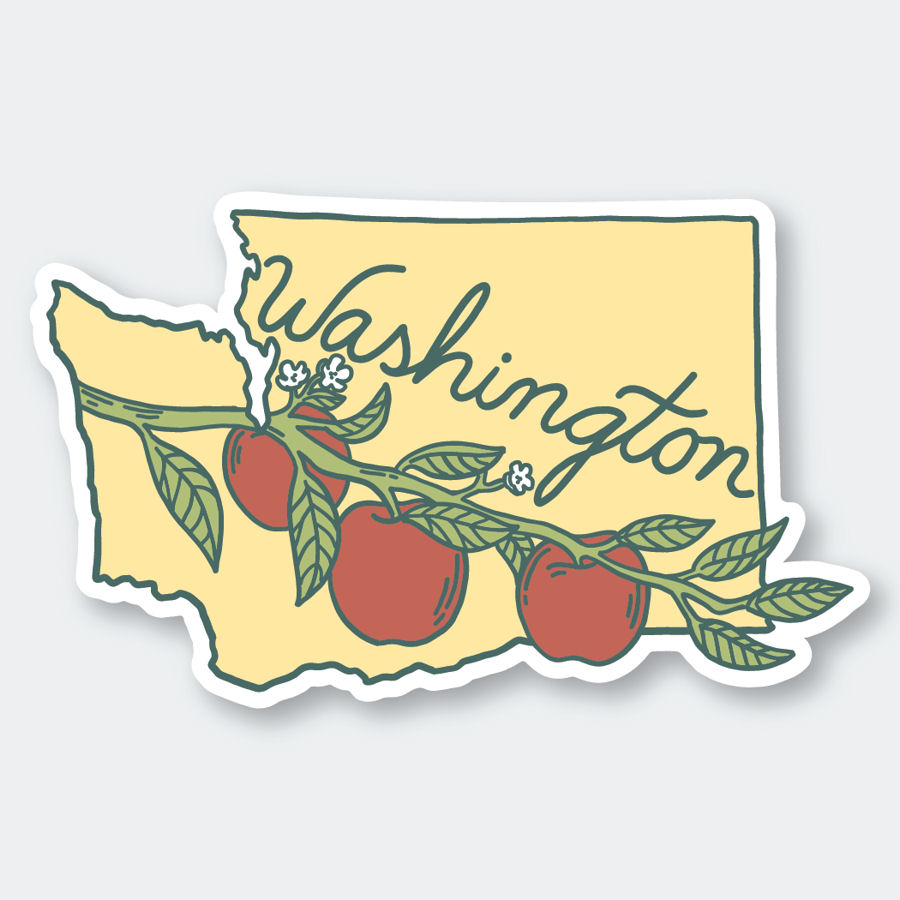 Washington State Apples - Vinyl Sticker at Sticker Shoppe
