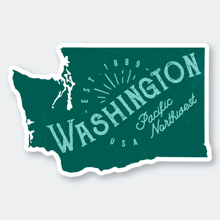 Washington EST 1889 Pacific Northwest - Vinyl Sticker at Sticker Shoppe