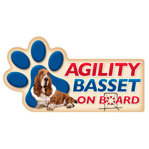 Agility Basset On Board - Paw Transport Magnet at Sticker Shoppe