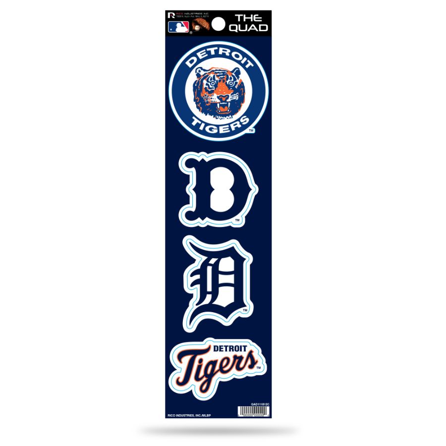 Detroit Tigers Retro - Set Of 4 Quad Sticker Sheet at Sticker Shoppe