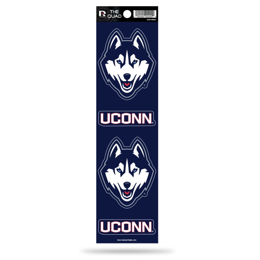 University Of Connecticut UCONN Huskies - Set Of 4 Quad Sticker Sheet ...