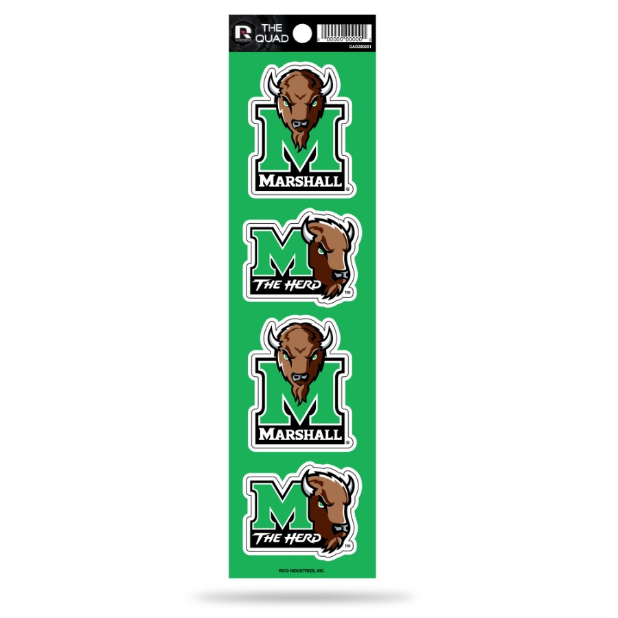 Marshall University Thundering Herd - Set Of 4 Quad Sticker Sheet at ...