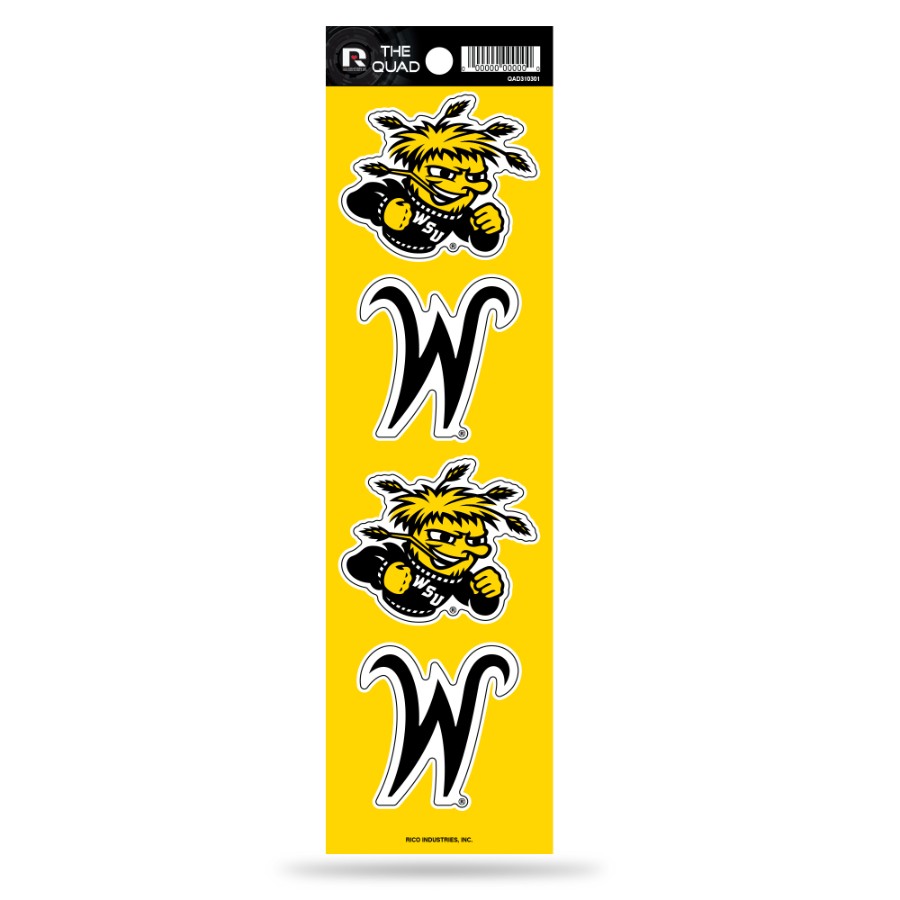 Wichita State University Shockers - Set Of 4 Quad Sticker Sheet at ...