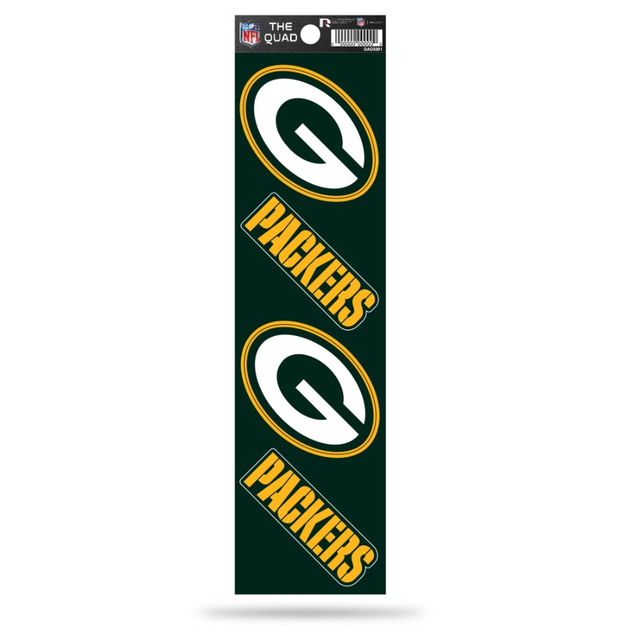 Green Bay Packers - Set Of 4 Quad Sticker Sheet at Sticker Shoppe