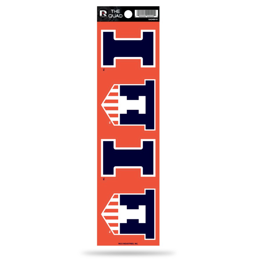 University Of Illinois Fighting Illini - Set Of 4 Quad Sticker Sheet at ...