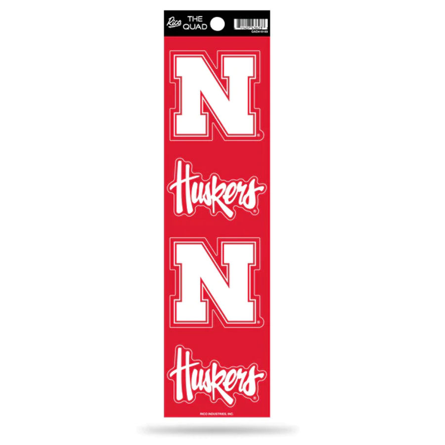 University Of Nebraska Cornhuskers N Logo - Set Of 4 Quad Sticker Sheet ...