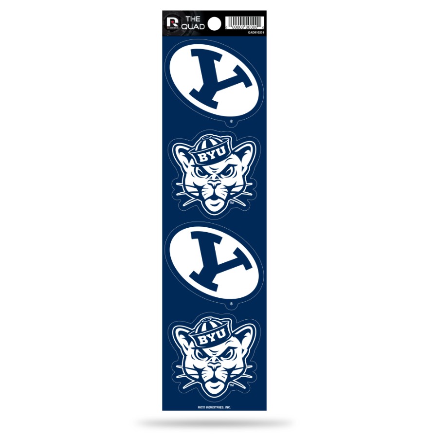 Brigham Young University Cougars BYU - Set Of 4 Quad Sticker Sheet at ...