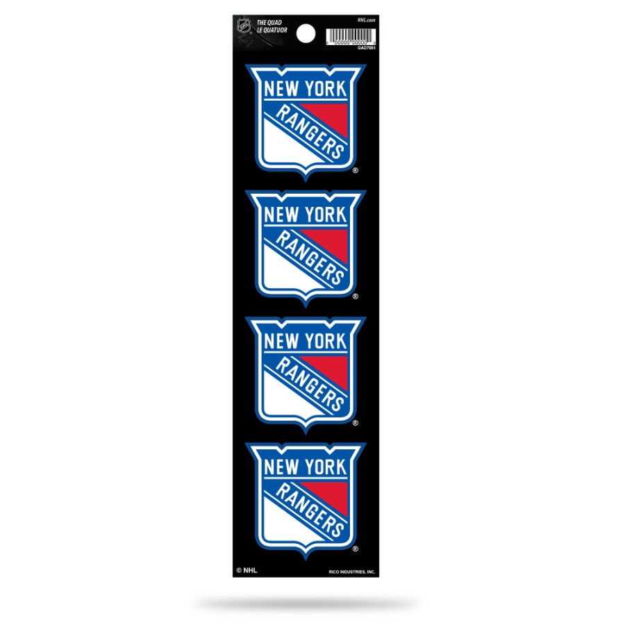 New York Rangers - Set Of 4 Quad Sticker Sheet at Sticker Shoppe
