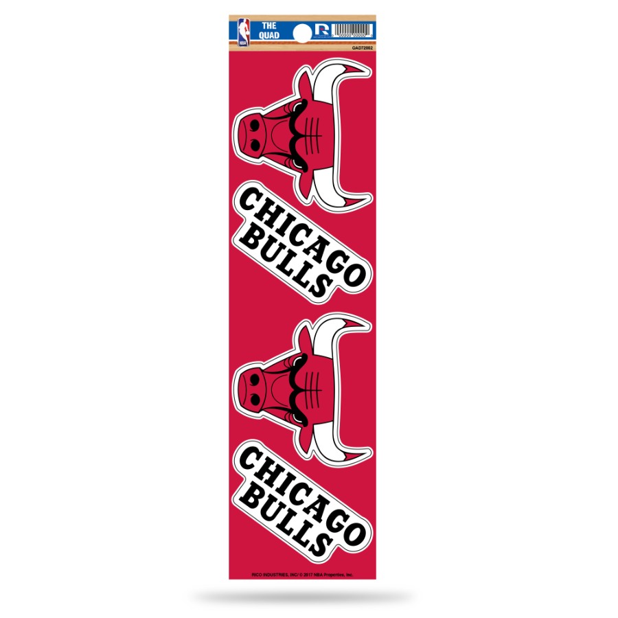 Chicago Bulls Black & White - Set Of 4 Quad Sticker Sheet at Sticker Shoppe