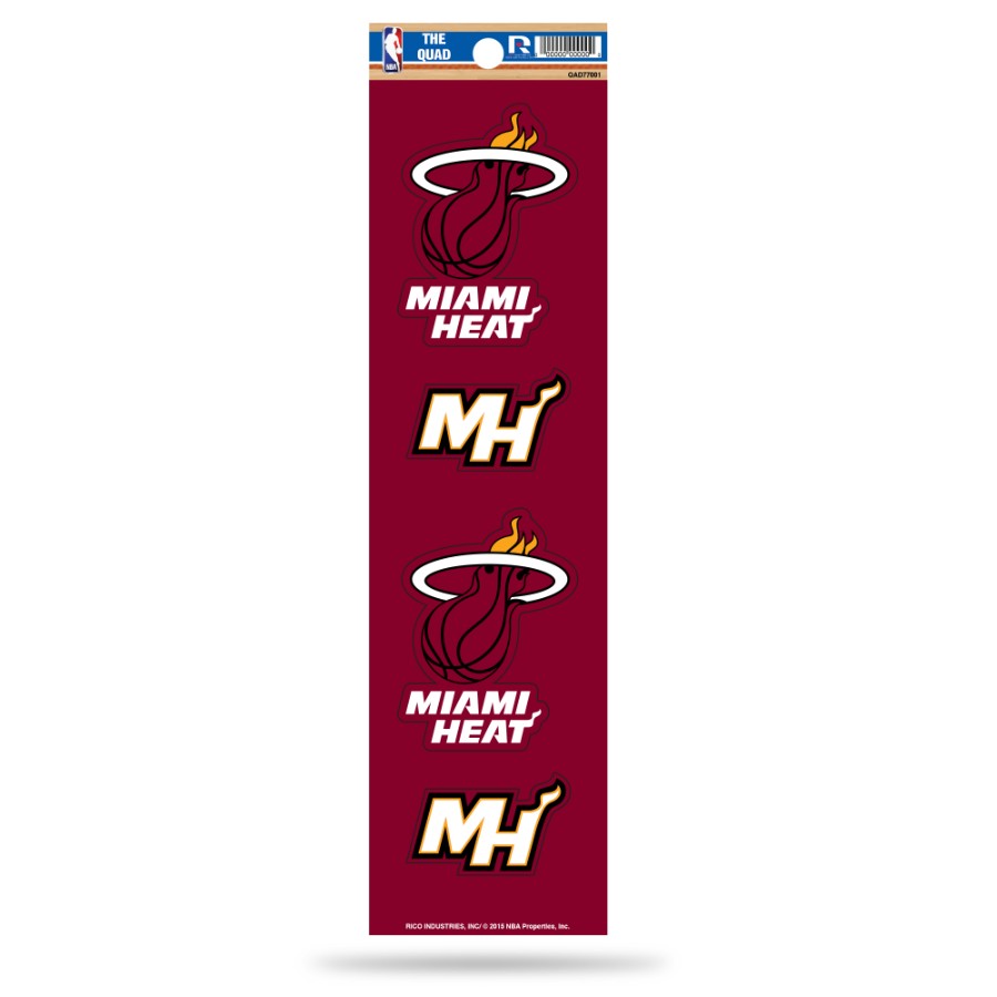 Miami Heat - Set Of 4 Quad Sticker Sheet at Sticker Shoppe