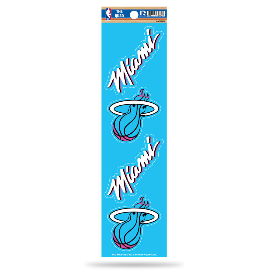 Miami Heat Blue Flame - Set Of 4 Quad Sticker Sheet at Sticker Shoppe