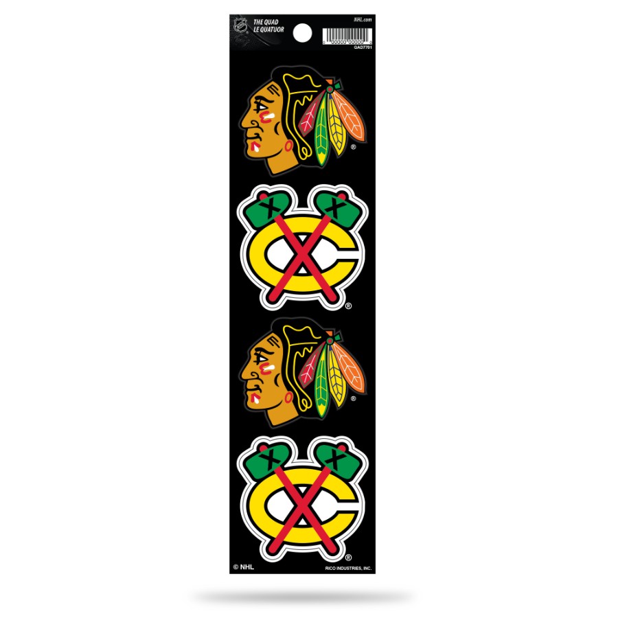 Chicago Blackhawks - Set Of 4 Quad Sticker Sheet at Sticker Shoppe