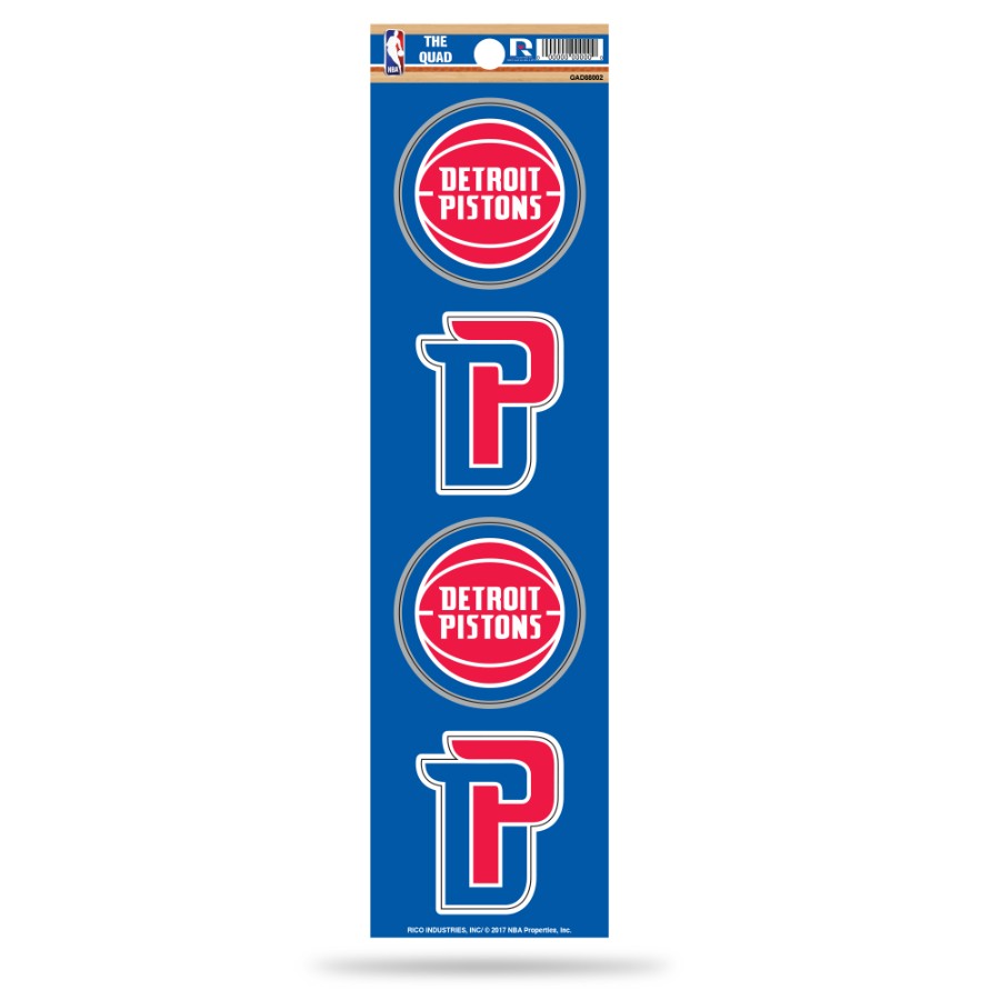Detroit Pistons - Set Of 4 Quad Sticker Sheet at Sticker Shoppe