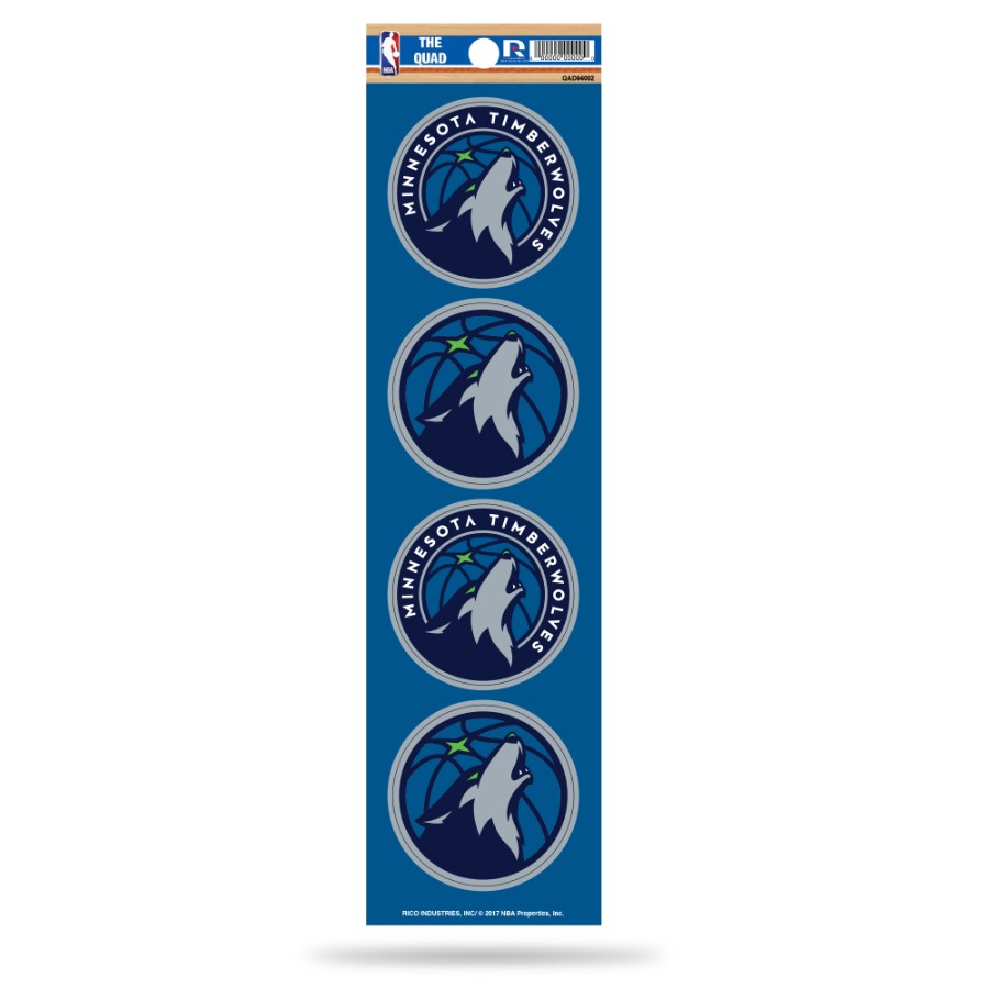 Minnesota Timberwolves - Set Of 4 Quad Sticker Sheet at Sticker Shoppe