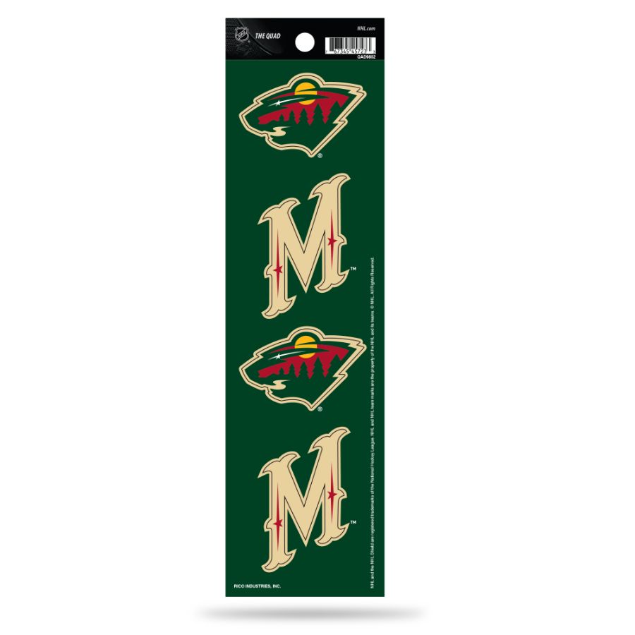 Minnesota Wild Script M Logo - Set Of 4 Quad Sticker Sheet at Sticker ...