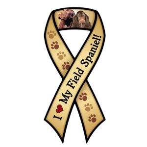 I Love My Field Spaniel With Pawprints - Ribbon Magnet at Sticker Shoppe