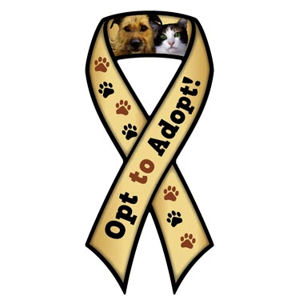 Opt To Adopt - Tan Ribbon Magnet at Sticker Shoppe