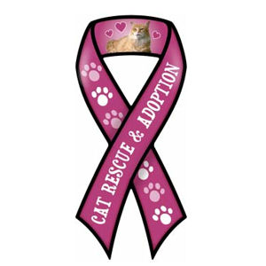 Cat Rescue & Adoption - Dark Pink Ribbon Magnet at Sticker Shoppe