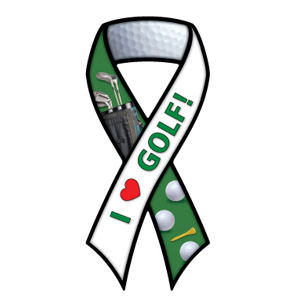 I Love Golf - Ribbon Magnet at Sticker Shoppe