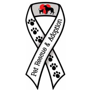 Pet Rescue & Adoption - White Ribbon Magnet at Sticker Shoppe