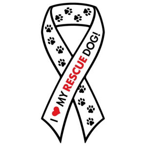 I Love My Rescue Dog - Ribbon Magnet at Sticker Shoppe