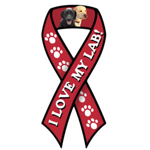 I Love My Lab - Red Ribbon Magnet at Sticker Shoppe